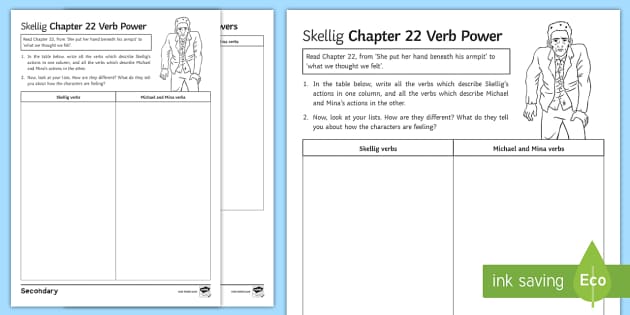 Skellig Chapter 22 Verb Power! Worksheet - Twinkl