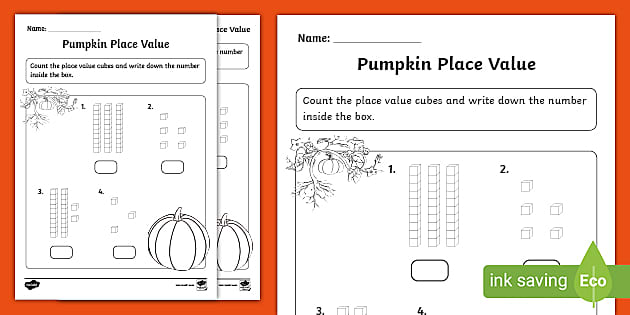 Pumpkin Place Value Activity Sheet (teacher made) - Twinkl
