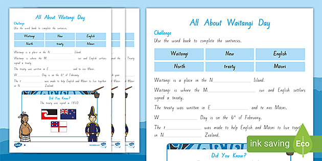 What Day is Waitangi Day? Fill the Blank Activity | NZ