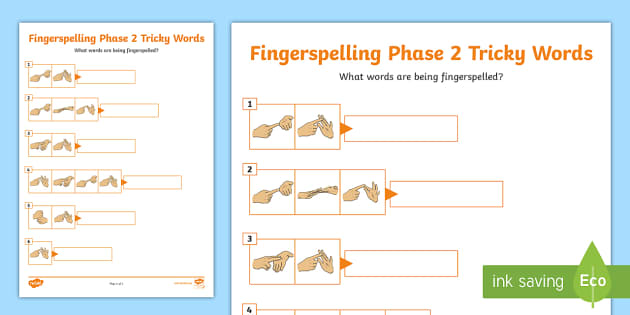 Fingerspelling Phase 2 Tricky Words Comprehension Worksheets
