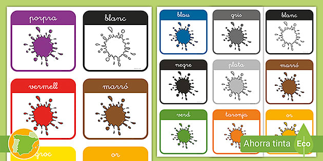 Tarjetas de vocabulario: Els colors - Catalán
