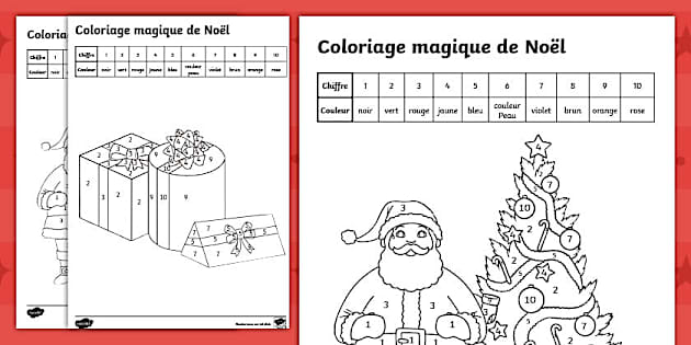 Coloriage magique Noël | Coloriage Codé Noël - Twinkl