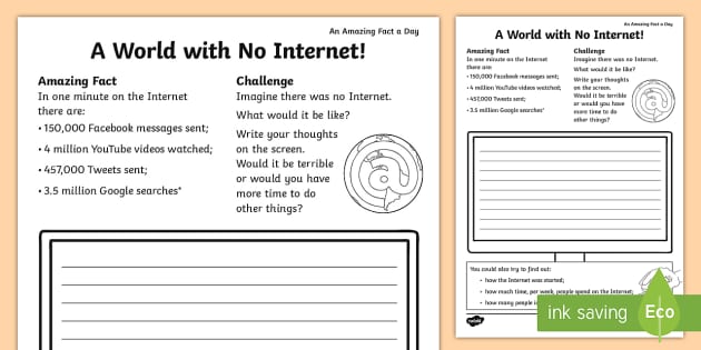 A World with No Internet! Worksheet / Worksheet - Twinkl