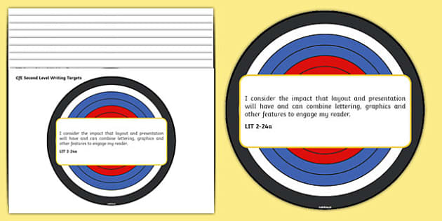 Scottish Cfe Early First And Second Level Writing Targets On Archery Boards