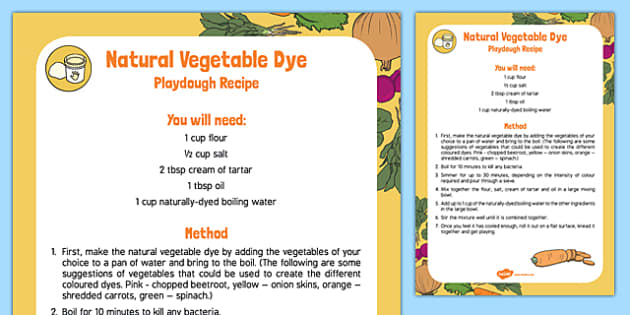 Natural Vegetable Dye Modelling Dough Recipe - Twinkl