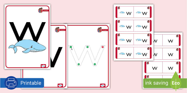 Gr. R Phonics W Poster, Flashcards, and Robot Letter