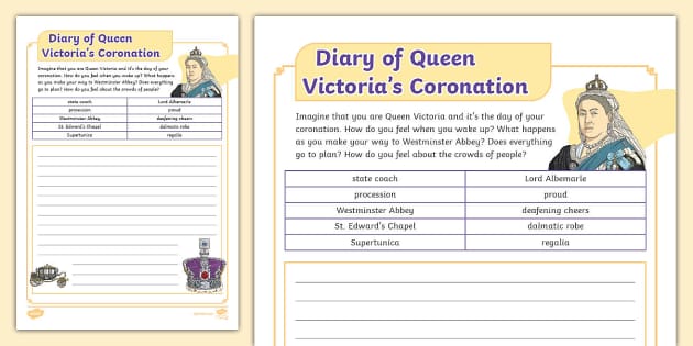 Diary of Queen Victoria's Coronation Writing Frame