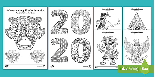 Back to School Colouring 3-6 Indonesian - Twinkl