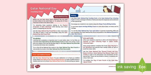 Teaching Ideas - Qatar National Day (teacher made) - Twinkl