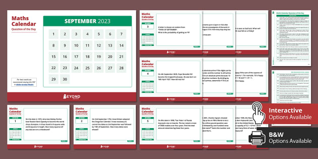 👉 September 2023 Maths Calendar Question of the Day