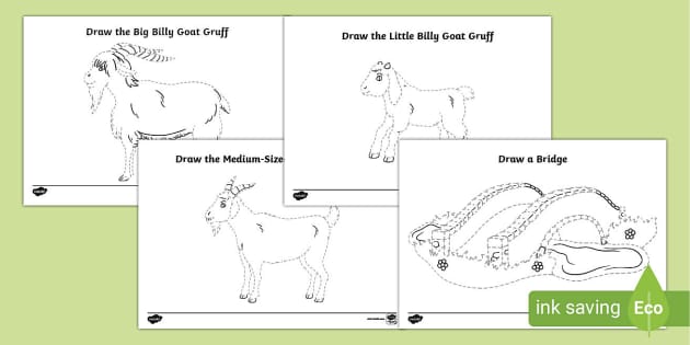 EYFS Draw The Three Billy Goats Gruff Pencil Control Pack