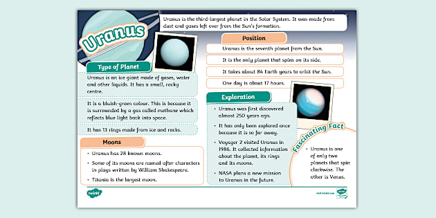 KS1 Uranus Fact File (Teacher-Made) - Twinkl