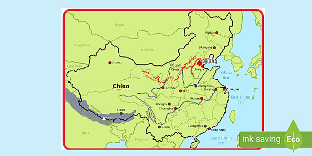 Physical Map of China With Labels | Poster | Twinkl Primary