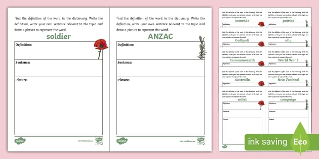 Anzac Day Word Wall Worksheets (teacher made) - Twinkl