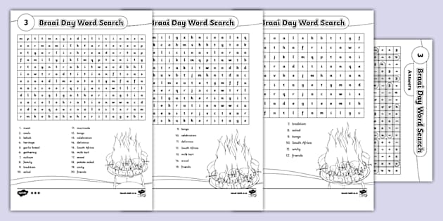 Braai Day Differentiated Word Search (teacher made) - Twinkl