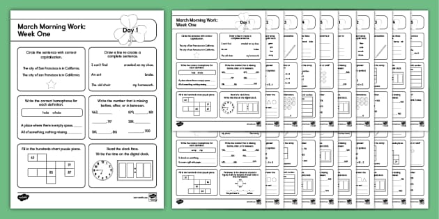 Second Grade March Morning Work Bundle - Twinkl