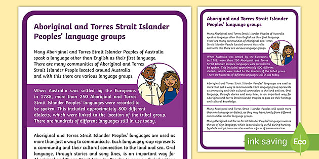 Aboriginal and Torres Strait Islander People Language Poster