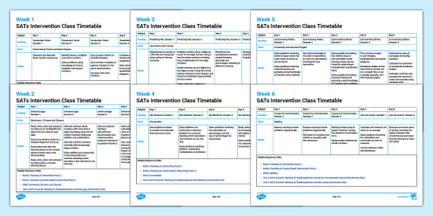 👉 Suggested SATs Boost Intervention Timetable - Twinkl