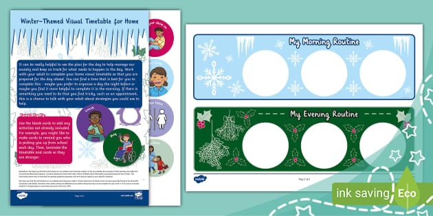 Winter-Themed Visual Timetable for Home - Twinkl