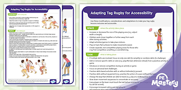 Adapting Tag Rugby for Accessibility Guidance