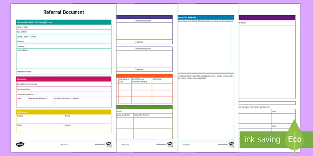 Young People and Families Case File Referral Document