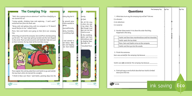 KS1 The Camping Trip: Fictional Differentiated Reading Comprehension ...