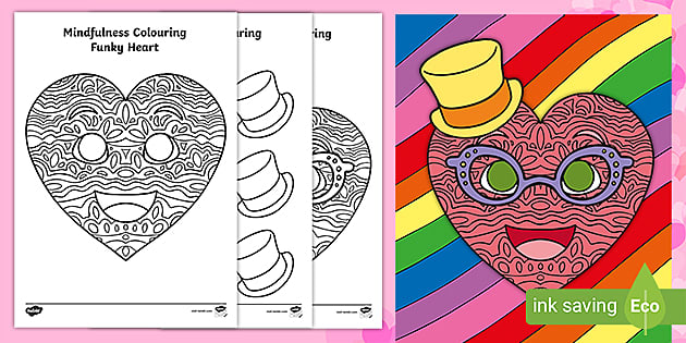 Funky Heart Mindfulness Colouring | Cool-Down Exercises