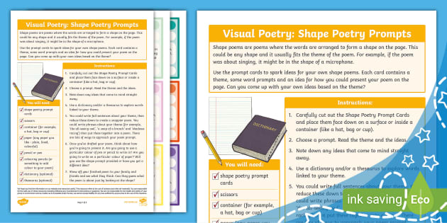 Visual Poetry: Shape Poetry Prompts (teacher made)
