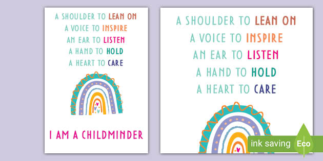 Childminder Rainbow-Themed Inspirational Poem Poster