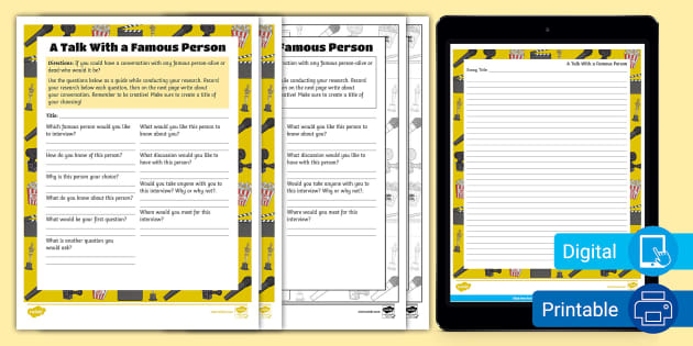 A Talk With a Famous Person Creative for 6th-8th Grade