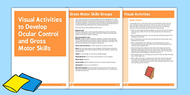 Ocular Control Gross Motor Skills Activities (teacher made)