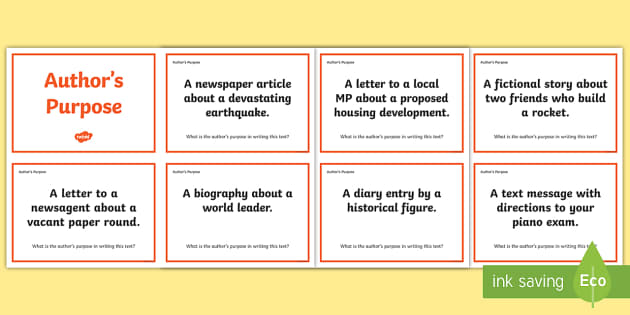 Guided Reading Skills Task Cards Author's Purpose - reading