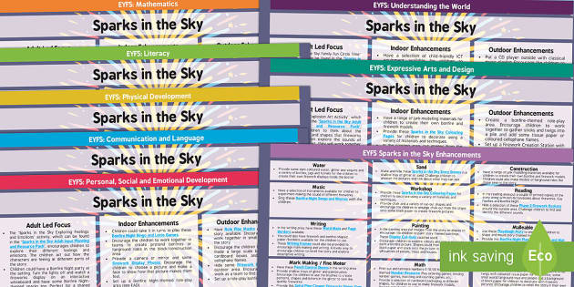 EYFS Sparks in the Sky Lesson Plan and Enhancement Ideas