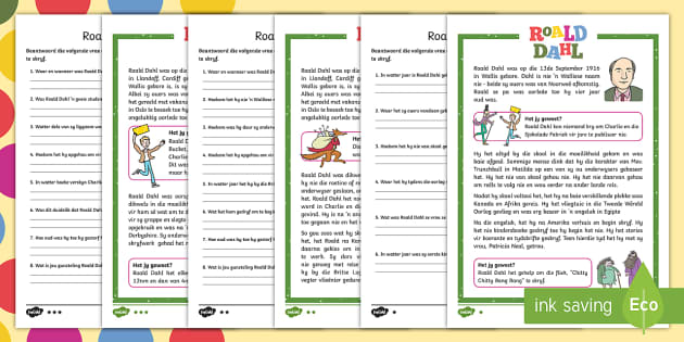 Roald Dahl Gedifferensieerde Begripslees Aktiwiteit - Twinkl