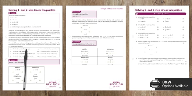 👉 Introduction to Linear Inequalities - Revision - Twinkl
