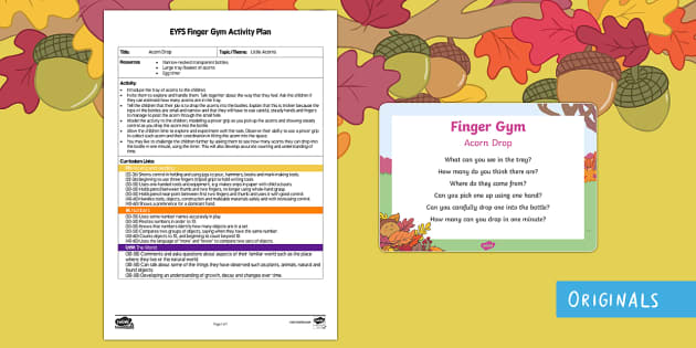 Eyfs Acorn Drop Finger Gym Plan And Prompt Card Pack