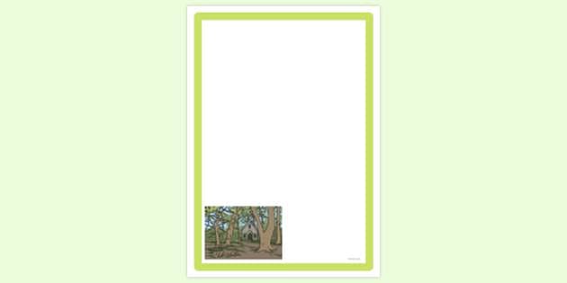 Simple Blank House in Forest Page Border | Page Borders