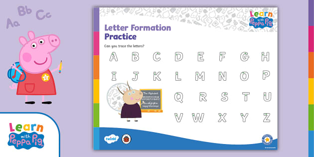 FREE Peppa Pig: Uppercase Letter Formation Practice Mat