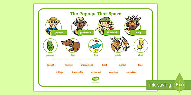 KS1 The Papaya That Spoke Word Mat (teacher made) - Twinkl