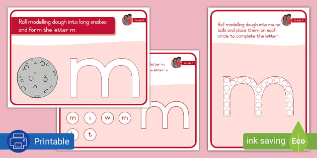 Gr. R Phonics: Letter M Modelling Dough Playmats - Twinkl