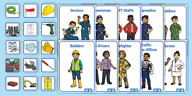 Singapore People Who Help Us Equipment Sorting Activity