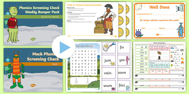 Phonics Screening Survival: Weekly Bumper Pack 4 - Twinkl
