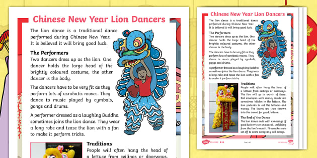 Lion Dancers Differentiated Reading Comprehension Activity