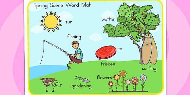 FREE! - Spring Scene Word Mat (teacher made) - Twinkl