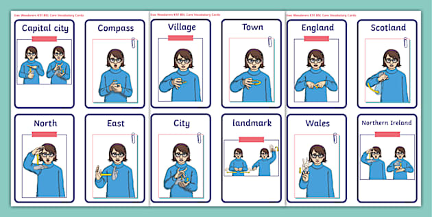 Geo Wonderers BSL Whole Unit Core Vocabulary Cards - Twinkl