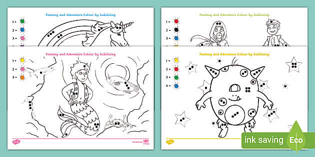 👉 Fantasy and Adventure Colour by Subitising Activity