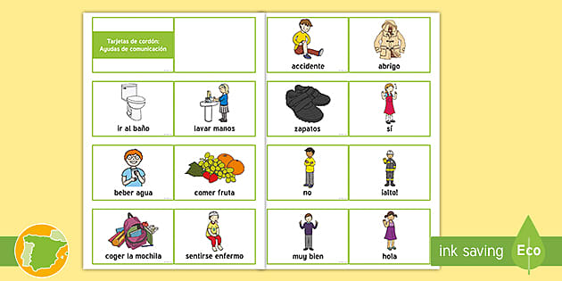 Tarjetas de cordón: Ayudas de comunicación (teacher made)