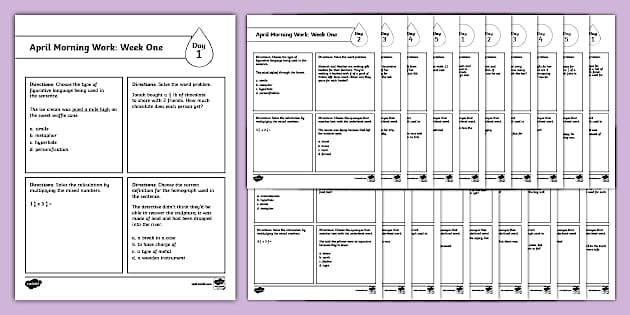 Fifth Grade April Morning Work Bundle (teacher made)