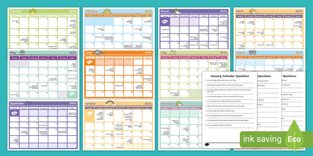 Australian Calendar 2024 Activity Sheets (teacher made)