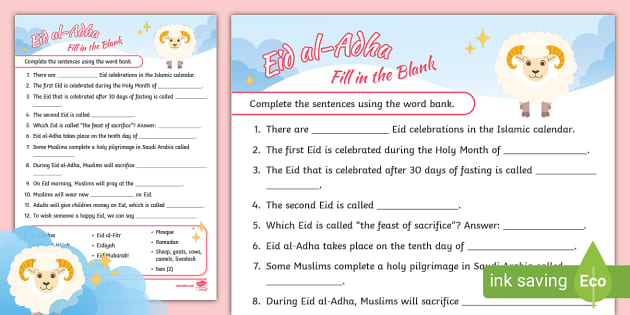 Eid al-Adha Fill in the Blanks (teacher made) - Twinkl